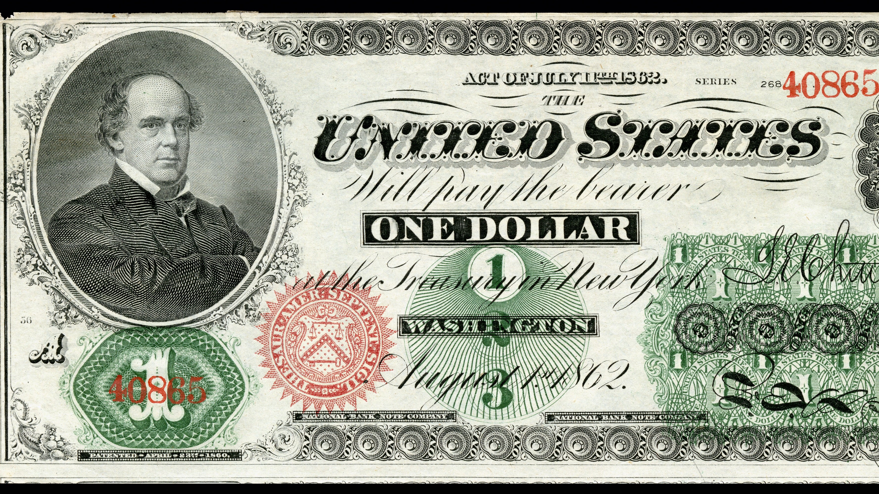 History: In 1862 when the first dollar bill was issued, whose face was ...