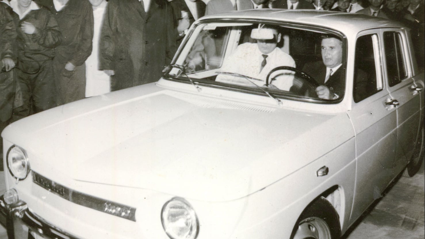 Shown here is Communist dictator Nicolae Ceaușescu driving the first ...